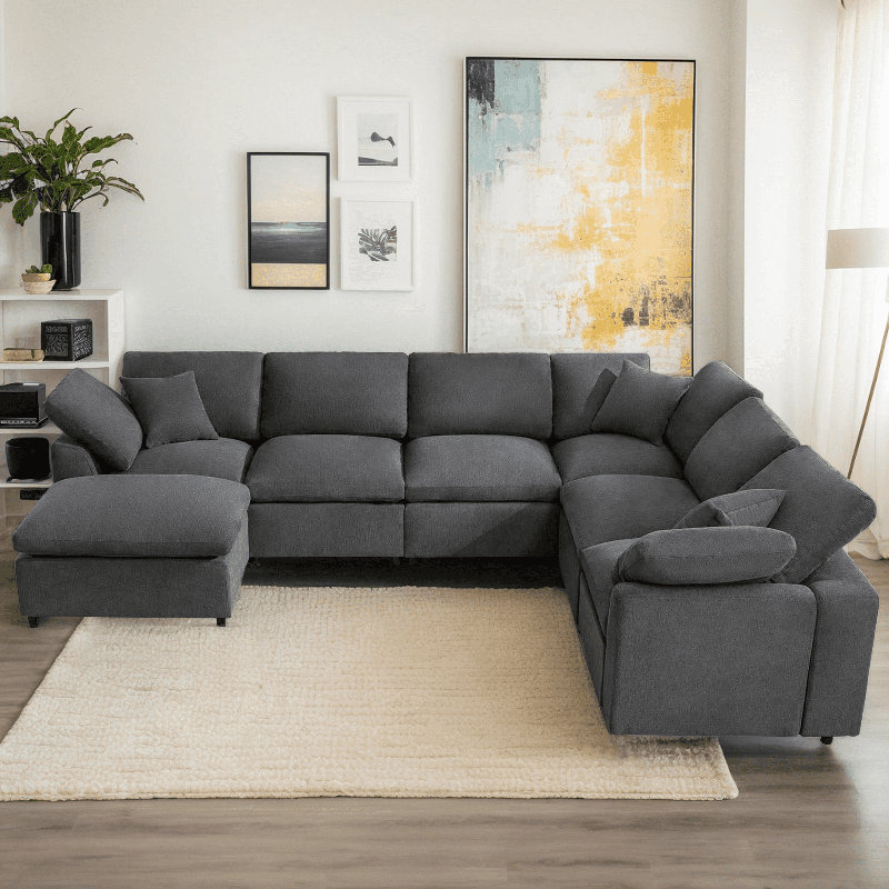 Latitude Run® Latitude Run Oversized Modular Sectional Sofa, Shariff 7 Seat U Shaped Cloud Couch ...